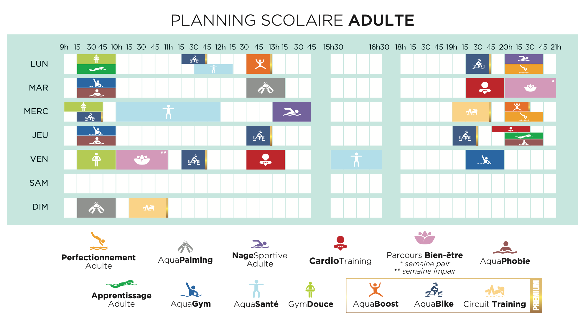 planningActivites - CENTRE AQUATIQUE PHARÉO